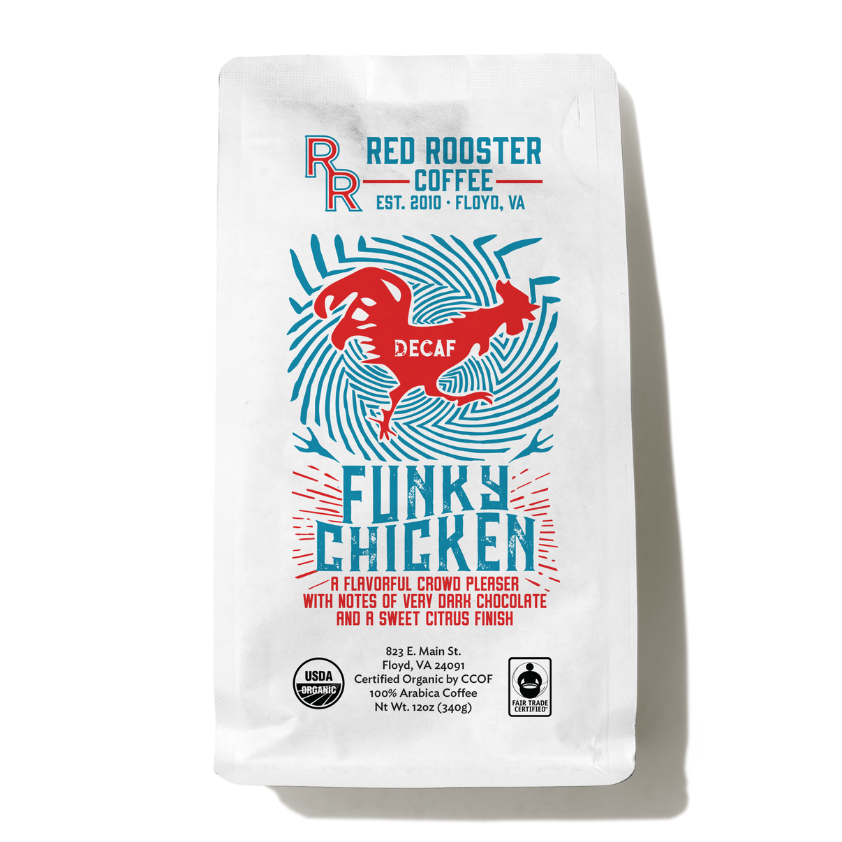 Organic DECAF Funky Chicken – Red Rooster Coffee Roaster Wholesale