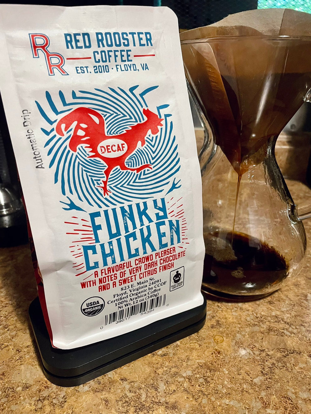 Organic DECAF Funky Chicken – Red Rooster Coffee Roaster Wholesale